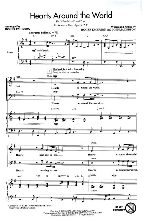 Sammelalbum Hearts Around the World - 3 Part Mixed Roger Emerson ...